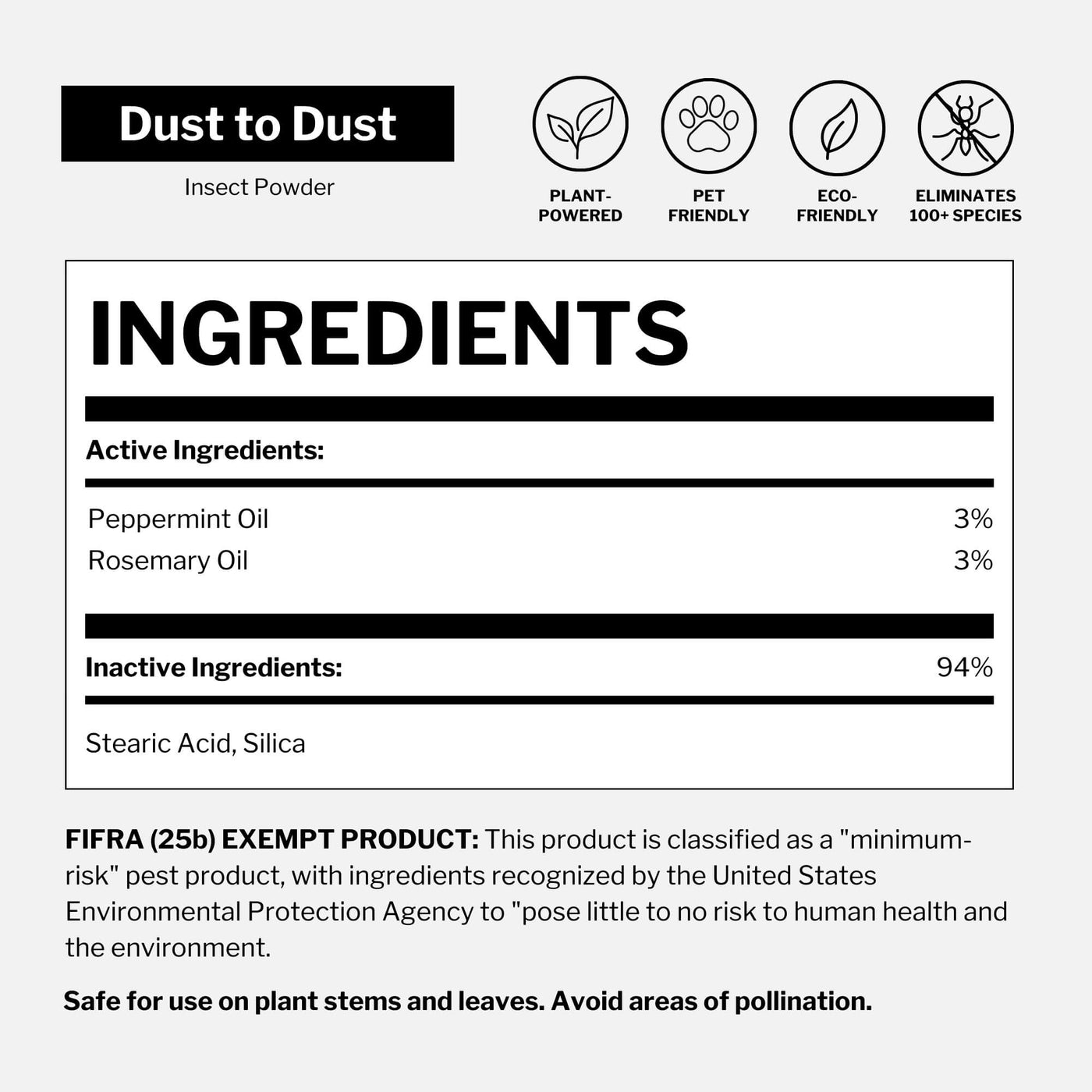 Dust to Dust Plant-Powered Insect Powder